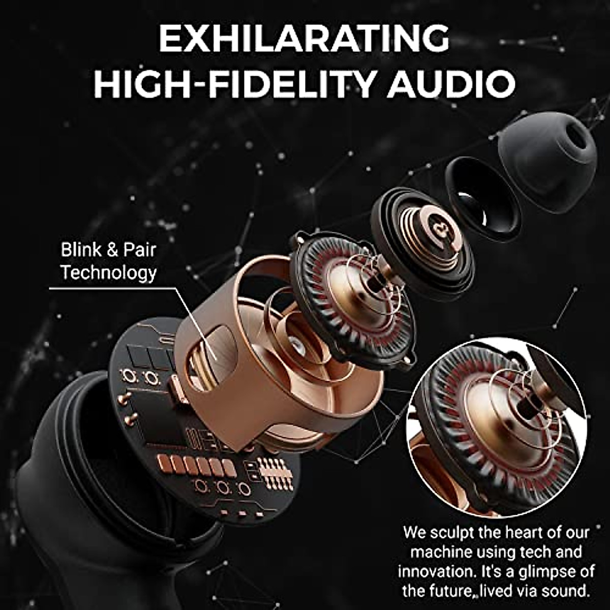 Roar ENC Buds H3 True Wireless Earbuds - in-Ear Bluetooth Headphones with Touch Controls, Bluetooth Earphones with Microphone,Waterproof Noise Canceling Ear Buds-Charging Case, Up to 18 Hours Playtime
