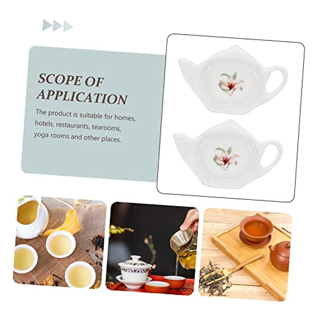 Baluue 2pcs Tea Bag Saucer Travel Jewlwery Holder White Serving Tray Cup Holder Tray Tea Bag Dish Tea Bag Holder Ketchup Saucer Delicate Tea Bag Tray Loose Tea Dish Teabag Storage Plates