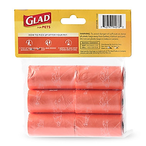 Glad for Pets Large Dog Waste Bags, Scented, Tear-Resistant, 6 Rolls | Heavy Duty Poop Bags for Fast and Easy Waste Cleanup | 6 Rolls, 90 Bags Total