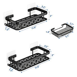 Washroom Rack 2-Pack Rustproof Shower Caddy Set with Soap Holder - Wall-Mounted No drill Large Capacity Durable Matte Black Shower Organization Basket with Hooks and meets Modern Convenience.