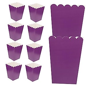 GRIRIW 50pcs Boxes Popcorn Box Kraft Paper Container Popcorn Cups Cardboard Candy Container Snack Containers Snack Candy Popcorn Buckets for Theater Snack Bag Purple 250g White Cardboard