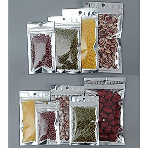 Mylar Bags, Sample Bags, 50Pcs Reusable Ziplock Bags, Sealable Heat Seal Bags, Aluminum Foil Packets for Bulk Food Storage Lock Plastic Bag Reclosable Pouch Zipper Lock Packaging Silver Mylar Bags