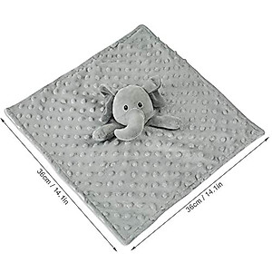 BORITAR Elephant Baby Security Blanket+Baby Blanket Soft Minky Dot Fabric Lovey Blanket with Lovely Animal Pattern Backing, Stuffed Plush Cuddle Newborn Blankie
