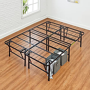 Amazon Basics Foldable Metal Platform Bed Frame with Tool Free Setup, 18 Inches High, King, Black