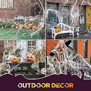 Playsheek 800 sqft Spider Webs Halloween Decorations with 90 Fake Spiders, Stretch Fake Cobwebs for Bushes Halloween Theme Party Indoor and Outdoor