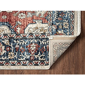 Abani Savoy Collection Area Rug - Red and Cream Vintage Design - 6' x 9' - Easy to Clean - Durable for Kids and Pets - Non-Shedding - Medium Pile - Soft Feel - for Living Room, Bedroom & Office