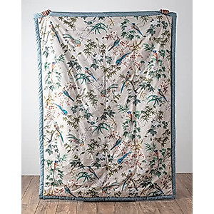 Maison d' Hermine Hokuzai Cotton Throw Blanket Bohemian Bedding Lightweight and Breathable for Couch Sofa Bed Travel (50"x60")