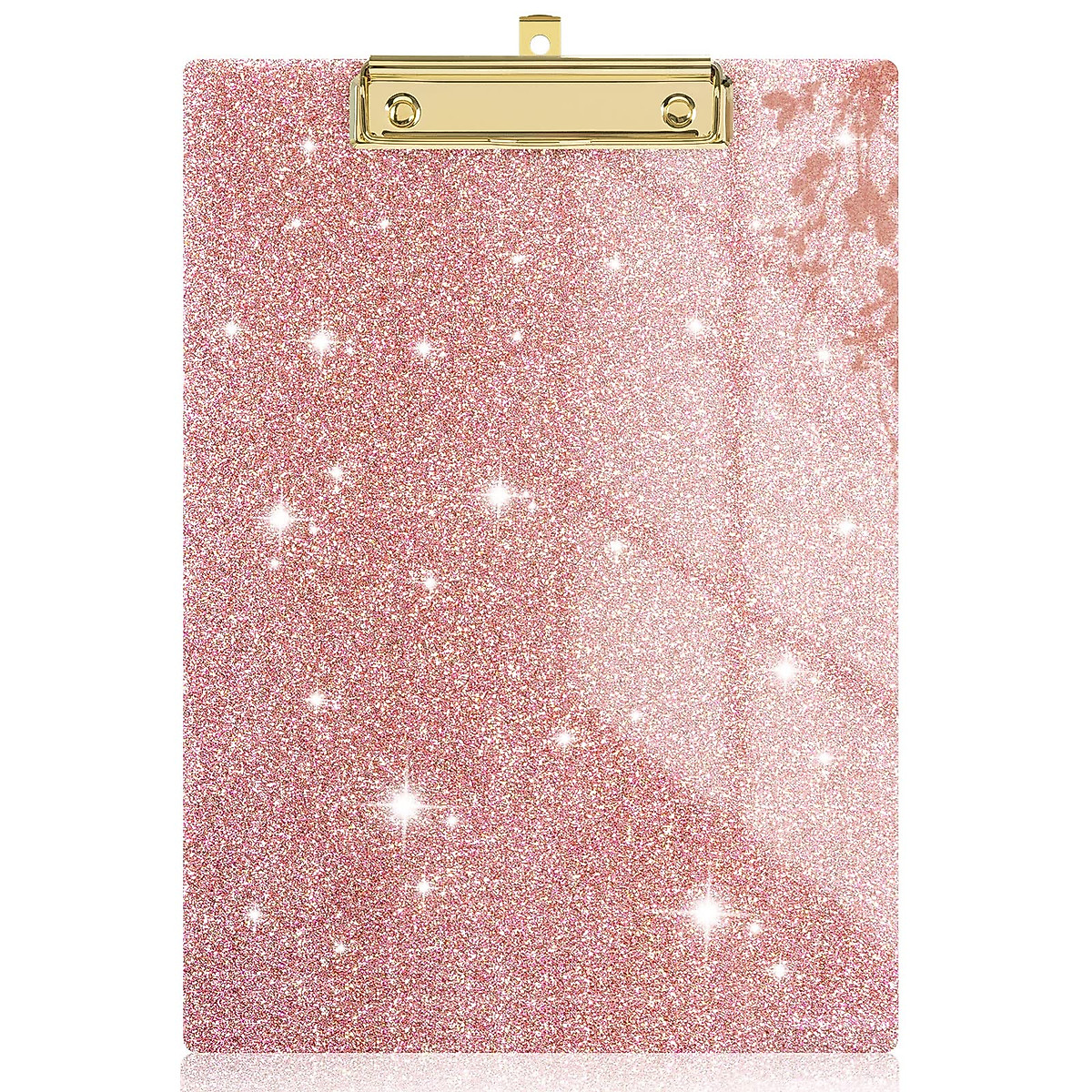 Rimilak Acrylic Glitter Clipboards, Sparkly Board with Low Profile Gold Clip, Designed for Classroom School and Office Use, A4 Letter Size 9 x 12.5 in, Rose Gold