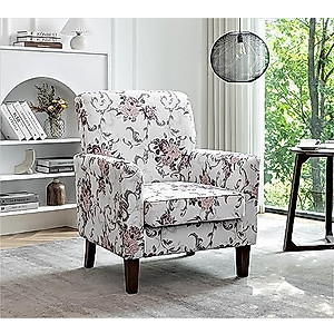 US Pride Modern Accent Armchair for Office and Living Room Decor with Birch Wood Frame and Microfiber Upholstery, Easily Assembled Arm Chair with Removable Cushions, 06 Printed Fabric