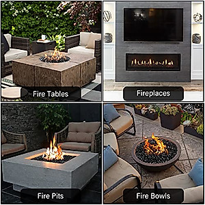 LEIMO KPARTS 10 lbs Fire Glass Beads Black for Propane Fire Pit, 1/2-Inch Reflective Gas Fireplace Glass Rocks Stones for Fire Pit Table