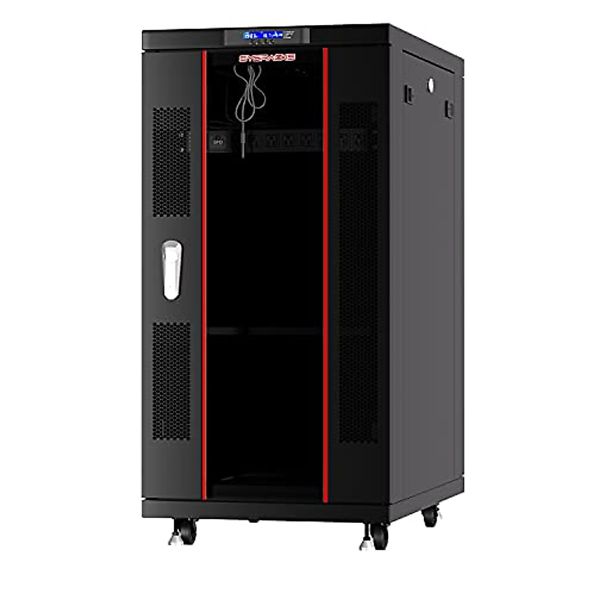 Server Rack - Locking Cabinet - Network Rack Cabinet Enclosure - 27U - Rack Mount - 32 Inch Deep - Server Cabinet - on Casters - Rack Shelf - Cooling Fan - Thermostat - Sysracks - SRF
