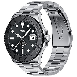 Loluka Smart Watch for Android Phones Answer/Make Calls SMS Reminder Exercise Smartwatch Compatible iPhone Stainless Steel Fitness Watch Men