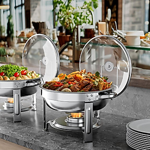 GGIU Chafing Dishes for Buffet Set: Chafers for Catering - Round Chafing Dish Buffet Set with Lids | Chafers and Buffet Warmers Sets | Serving Food Warmer | Chafers Servers Sets