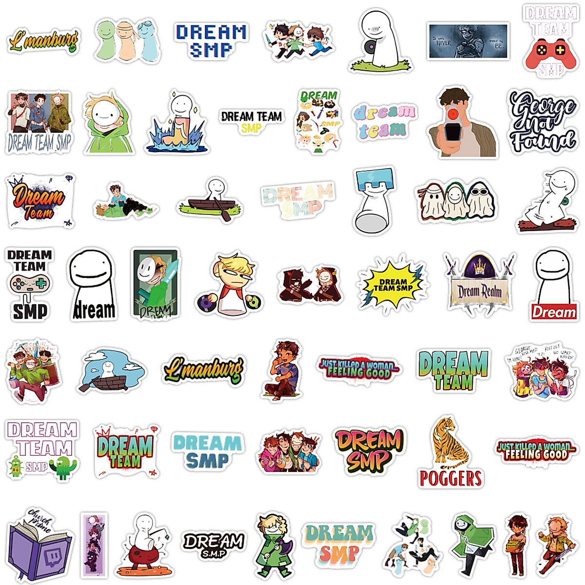 100Pcs Dreams SMP Stickers, Cool Game Dreams SMP Stickers for Kids, Cartoon Game Dreams SMP Decal Gifts, Waterproof Vinyl Stickers for Teen Adult Water Bottle, Laptop, Skateboard