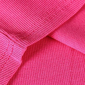 Artfish Women's Sleeveless Full Tank Top Form Fitting Scoop Neck Ribbed Knit Basic Tight Fitted Cami Neon Hot Pink 80s S