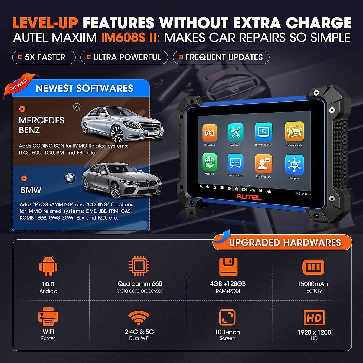 Autel MaxiIM IM608S II: 2024 Newer Ver. of IM608 PRO Top Car IMMO & Key Fob Programming Tool, Same as IM608 PRO II/ IM608 II, w/ XP400 PRO APB112 GBOX3, AutoScan 2.0, Advanced ECU Coding, 40+ Services