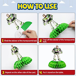 9 Pcs Toy Game Honeycomb Centerpieces, Toy Inspired Story Party Supplies, Centerpieces for Tables, Double Sided Table Centerpieces with 50 stickers, for Party Baby Shower Photo Booth Props