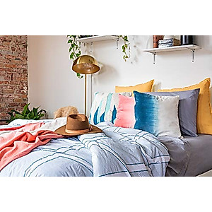 Refinery29 | Riley Collection | Premium Cotton Textured Throw Blanket, Modern Dip Dye Fringe Design for Luxury Home Décor (50 x 70, Coral)