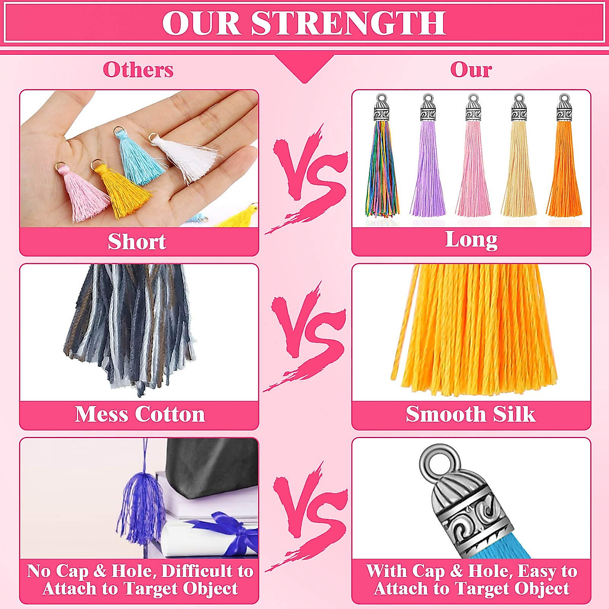 Tassels for Jewelry Making, Caffox 120PCS Keychain Tassel Charms Bulk, Silky Handmade Tassels for Earrings Bracelets Necklaces and DIY Craft