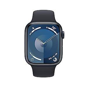 Apple Watch Series 9 [GPS 45mm] Smartwatch with Midnight Aluminum Case with Midnight Sport Band S/M. Fitness Tracker, Blood Oxygen & ECG Apps, Always-On Retina Display