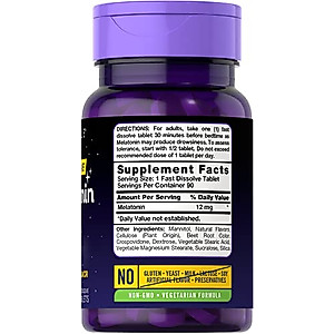 Carlyle Melatonin 12 mg Fast Dissolve 90 Tablets | Natural Berry Flavor | Vegetarian, Non-GMO, Gluten Free