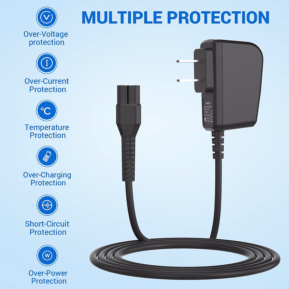 Replacement for Norelco Oneblade A00390 Power Cord, 4.3V for Philips Norelco One Blade QP2520 Charger Phillips Razor QP2520, QP2520/90, QP2520/72, QP2520/70 QP2620, QG3330, MG5700 Charging Cable