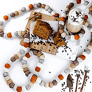 Peachy Party Easter Pom Pom Garland - Colorful Felt Ball Garland - 9 Ft Wool Felt Garland Decorations - Easter Felt Wool Garland, Wool Garland Christmas for Tree - Felt Ball Playroom Garland (Rustic)