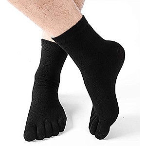 CaiDieNu Mens Toe Socks Cotton Athletic Running Five Finger Crew Socks