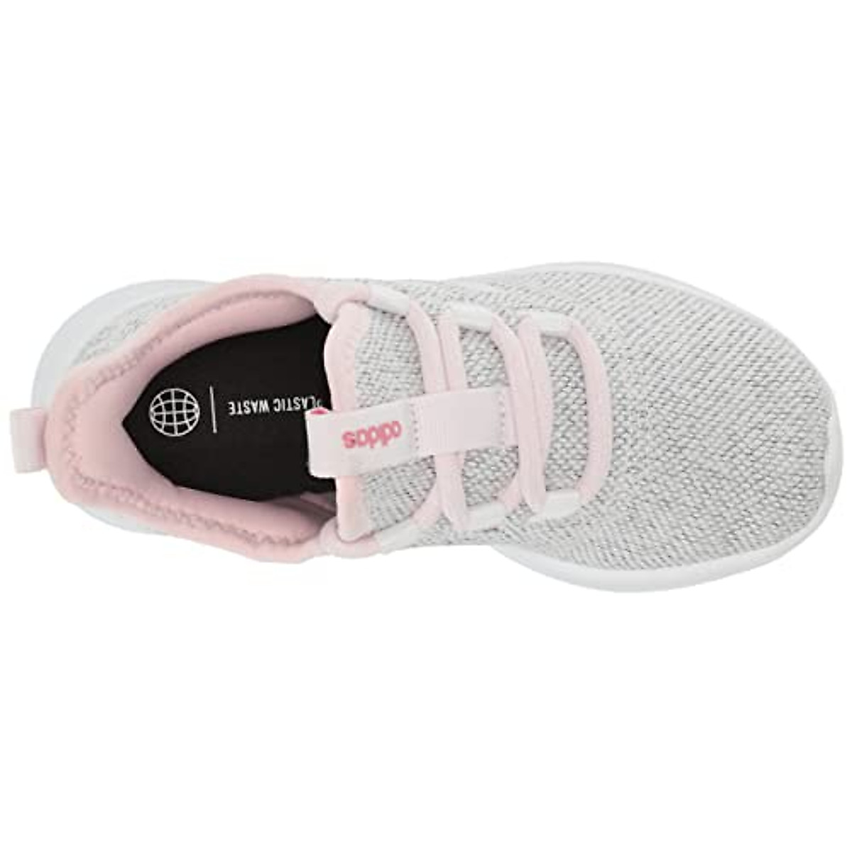 adidas Cloud Foam-Pure Running Shoe, White/White/Clear Pink, 4.5 US Unisex Big Kid