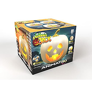 ANIMAT3D Jabberin Jack Talking Animated White Pumpkin with Built in Projector & Speaker Plug'n Play