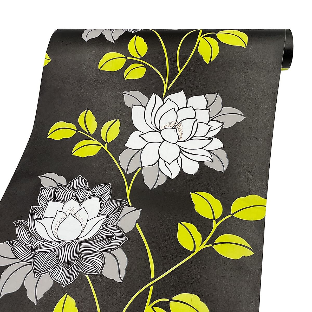 Yifasy White Rose Shelf Liner Self-Adhesive Floral Drawer Paper Protect Furniture Wall Surface Decor Girls Makeup Box Wallpaper Roll 118x17.7 Inch