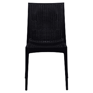 LeisureMod Modern Weave Design Mace Indoor/Outdoor Dining Chair (Set of 2), Black