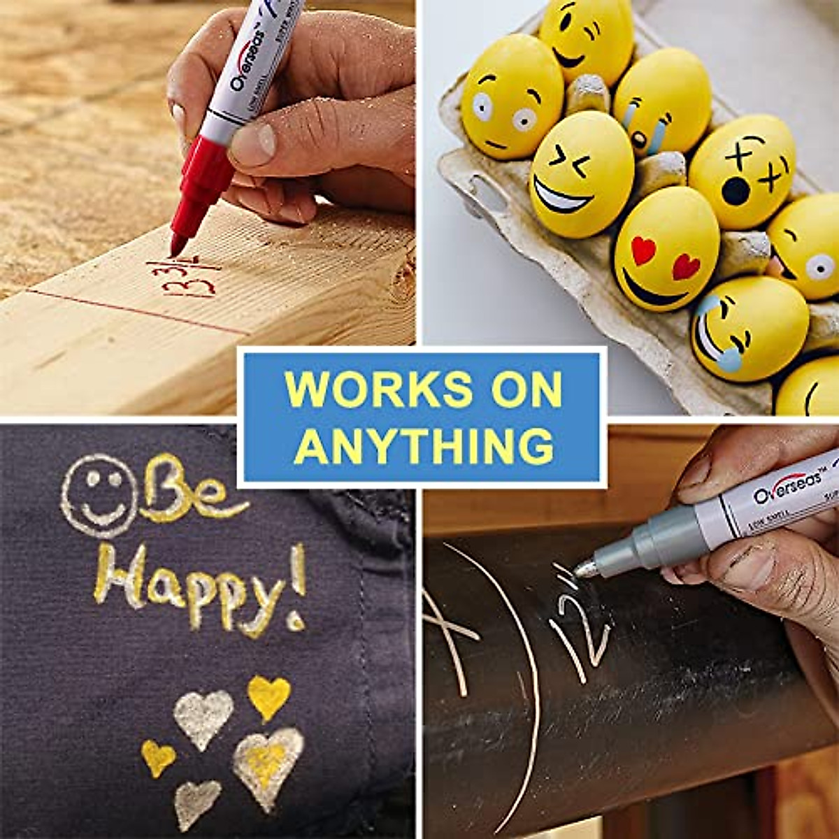 Paint Pens Paint Markers - White Permanent Markers 8 Pack, Oil Based Waterproof Quick Dry Medium Tip Marker Pen for Metal, Wood, Fabric, Plastic, Rock, Stone, Mugs, Canvas, Glass, Art Craft