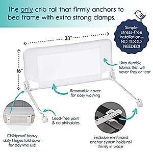 hiccapop Convertible Crib Bed Rail for Toddlers | Crib Rail Guard, Toddler Bed Rail for Crib | Baby Bed Rail Guard with Reinforced Anchor Safety