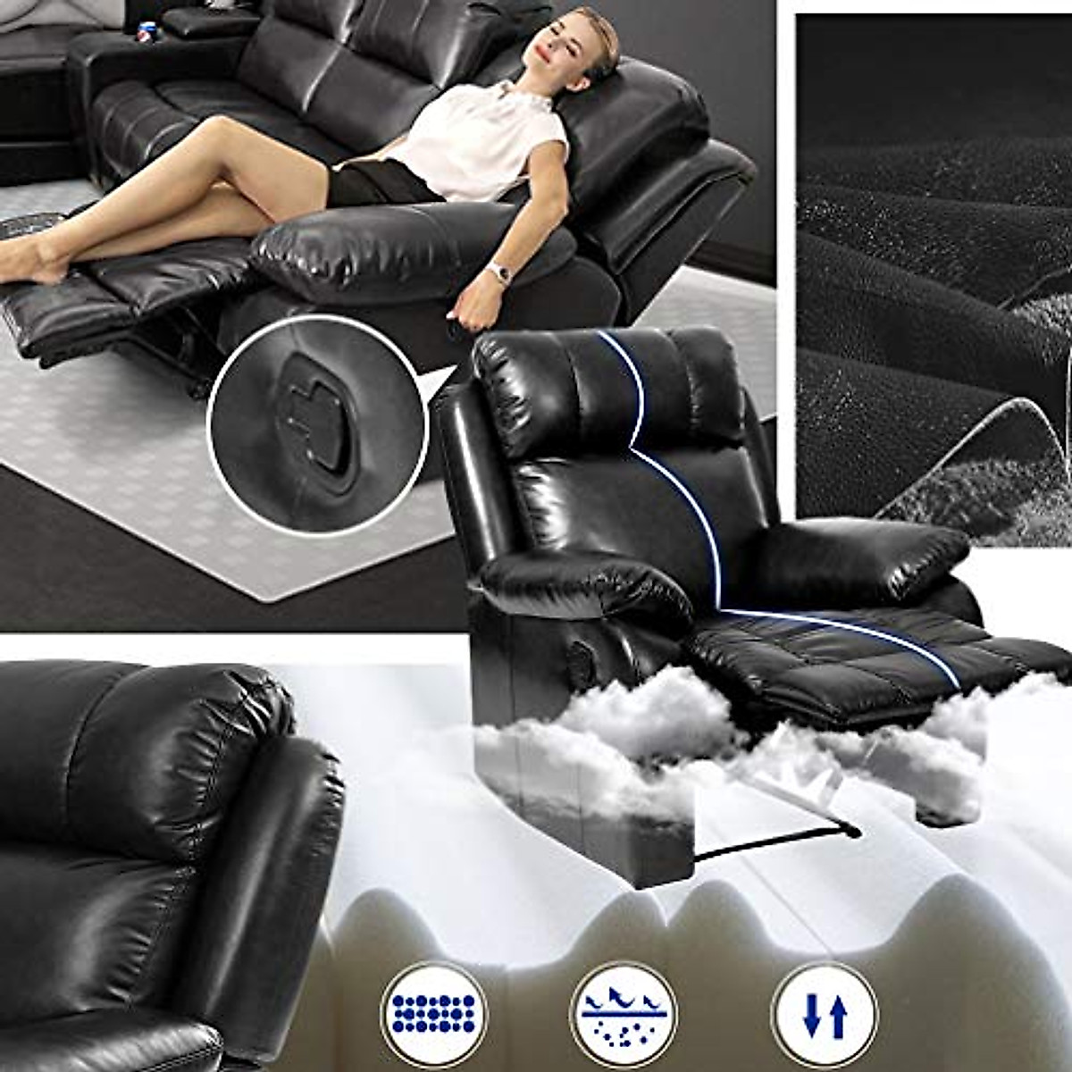 BestMassage Recliner Sofa for Living Room loveseat Sofa Couch PU Leather Sofa Recliner Couch Manual Reclining Sofa for Home Furniture