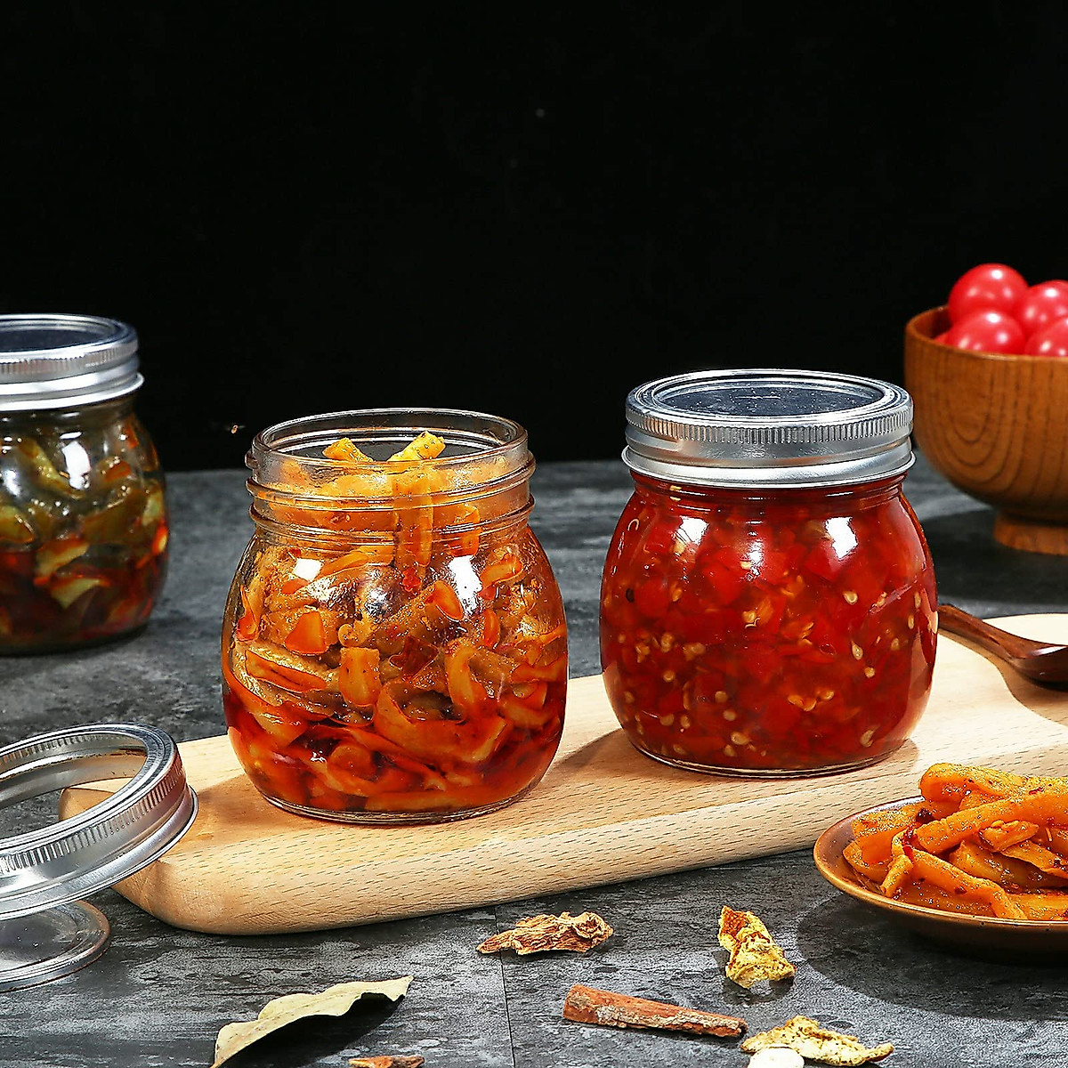 YEBODA 9 Pack Wide Mouth Mason Jars 10 oz Glass Canning Jars with Airtight Lids and Bands for Preserving, Jam, Honey, Jelly, Wedding Favors, Shower Favors, Sauces, DIY Spice Jars