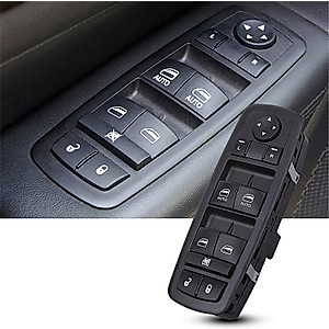 Driver Side Power Window Switch Compatible with 2009-2012 Dodge RAM 1500/2500 / 3500 Quad & Crew Cab Pickup, Double Auto Buttons (Without Power-Fold Mirrors, Replaces 4602863AB, 4602863AC)