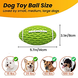 Petinstinct Squeaky Dog Football Toy, Rubber Dog Ball Toy for Aggressive Chewers, Tough Fetch Ball, Durable and Interactive for Medium Large Dogs, Green, Large