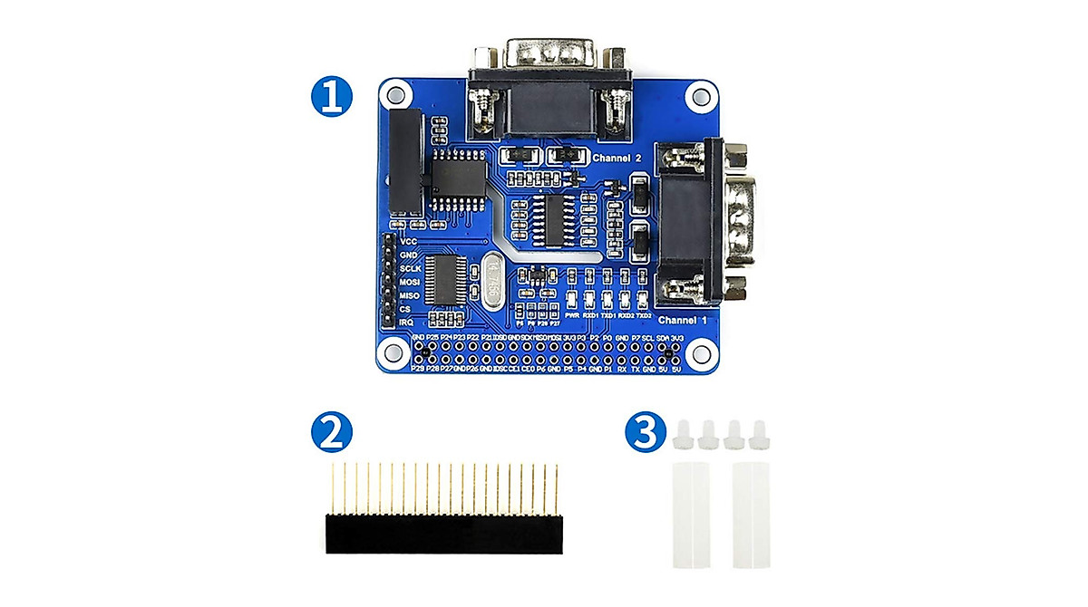 2-Channel Isolated RS232 Expansion HAT for Raspberry Pi 4B/3B+/3B/2B/B+ ...