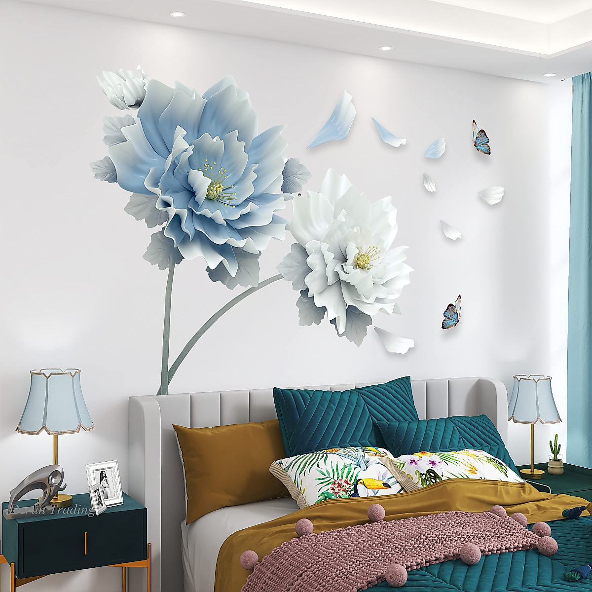 DERUN TRADING DIY WALL DECORATION(Home Personalized Design) Flowers Peel and Removable Adhesive Sticker