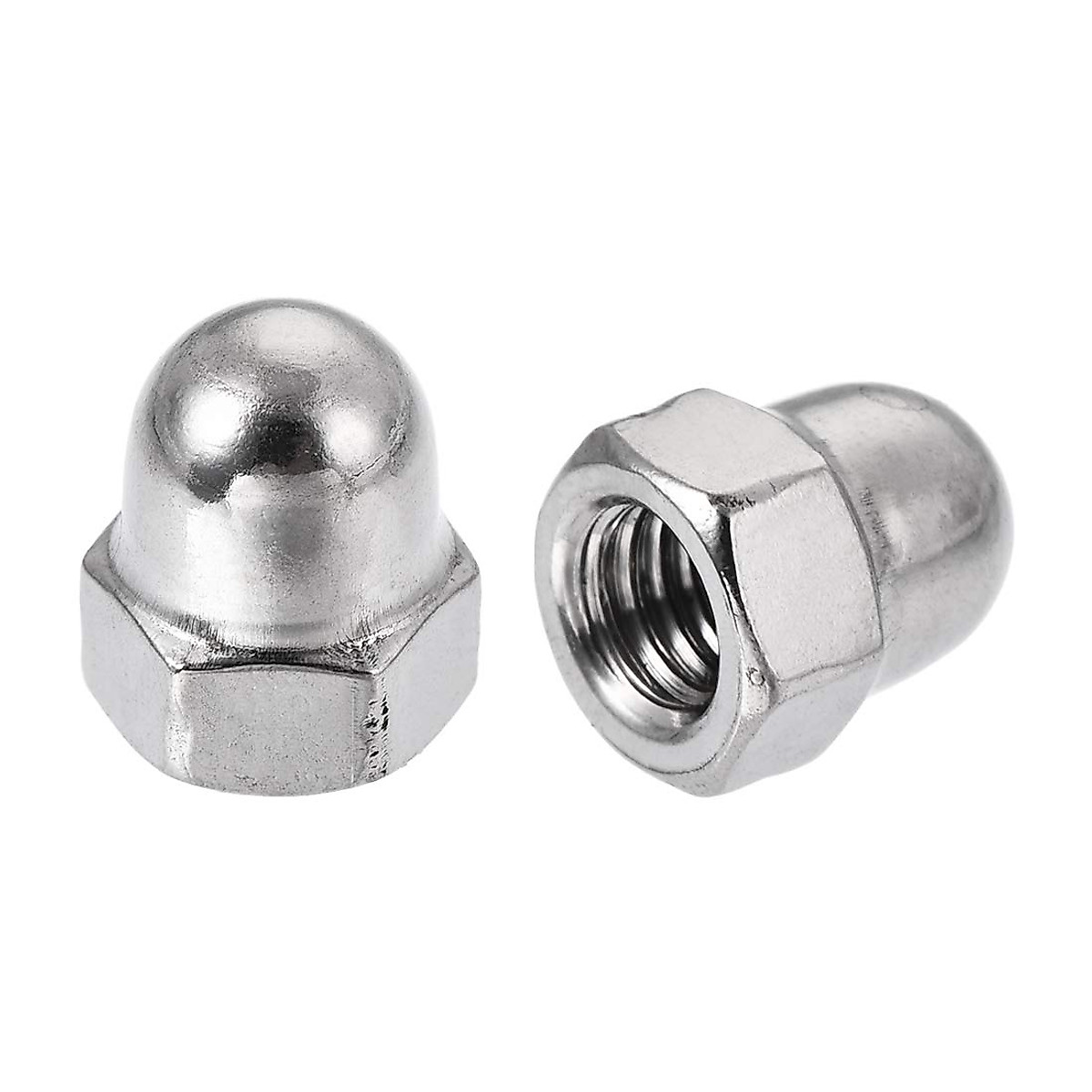 uxcell Acorn Hex Cap Nuts - 30Pcs M5 Dome Nuts 304 Stainless Steel Hexagon Decorative Cap Nut for Screws Bolts Silver Tone