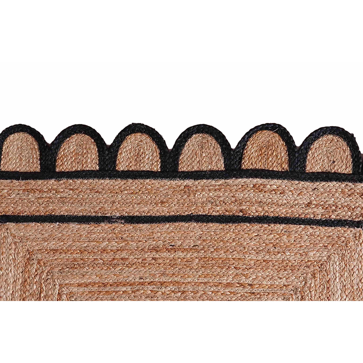 Shiv Shakti Exports Scallop Pattern Jute Bohemian Area Rug Black Scalloped Jute Area Runner Rug Black Woven Rug (Black, 4'x6' Ft / 120x180 Cm)