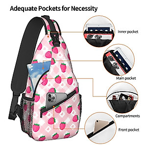 ASYG Strawberry Sling Bag Cute Crossbody Chest Daypack Casual Backpack Women Shoulder Bag For Travel Picnic