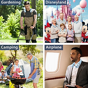 Neck Fans Portable Rechargeable-Foldaway Neck Fan with Mist,Personal Fan for Neck Wearable Hanging around,Cordless Neck Coolers for Female Male Kids Dad Mom Extremely Hot Weather Indoor Outdoor Blue