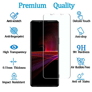 [3 Pack] KELOLIN Screen Protector for Xperia 1 III, Easy to Install, HD Anti-Scratch Anti-Fingerprint No-Bubble Tempered Glass Screen Protector Compatible with Xperia 1 III