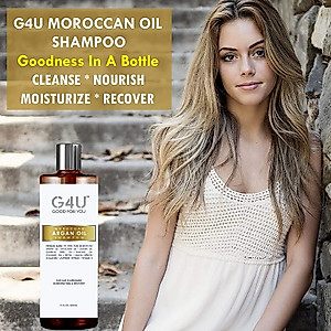 G4U Sulfate Free Shampoo with Argan Oil for Women and Men, All Hair Types, Dry, Damaged, Frizzy and Color Treated Hair. Natural Volumizing Moisturizing. For Home, Salons and Spas.12 Fl Oz
