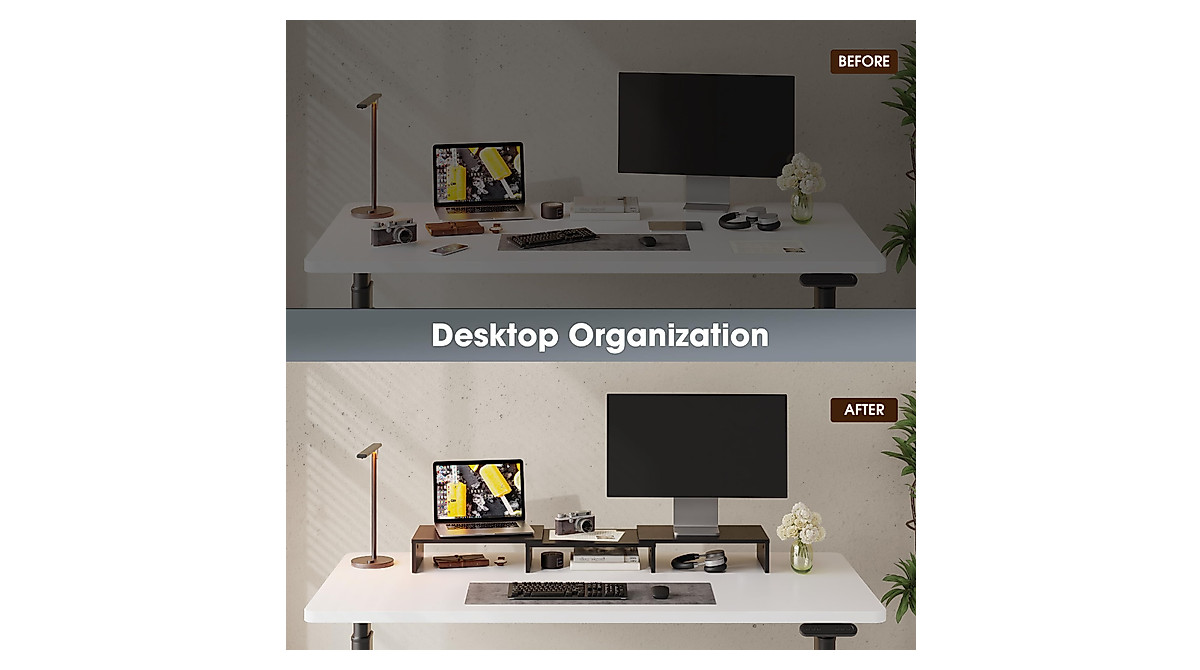 FITUEYES Dual Monitor Stand - Ergonomic 3-Shelf Monitor Riser