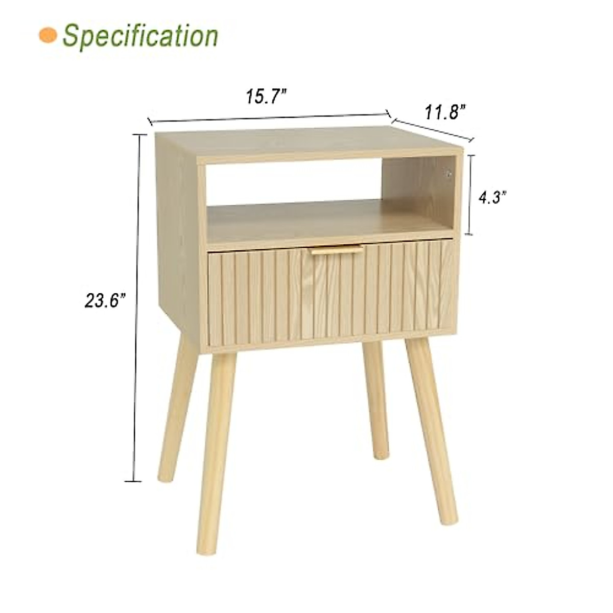 MaxSmeo Small Nightstand Wood Bedside Table with Drawer, Modern End Table for Bedroom and Small Spaces, Solid Wood Legs, Easy Assembly, Natural