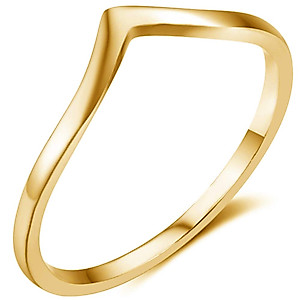 Jude Jewelers Stainless Steel Pointed Chevron Classical Simple Plain Statement Promise Ring (Gold, 10.5)