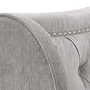 Jennifer Taylor Home Anastasia Upholstered Shelter Headboard Bed Set, King, Silver Grey Polyester